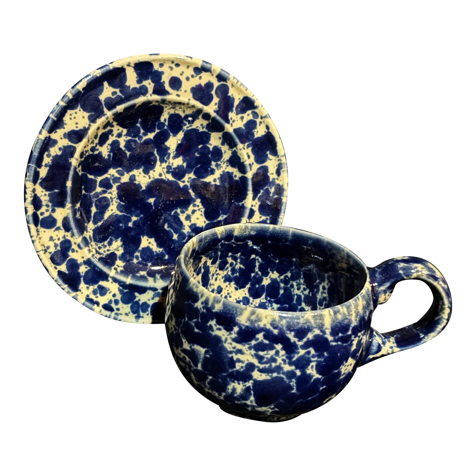 Vintage Bennington Splatter Ware Pottery Hearty Sized Cobalt Blue Soup ...