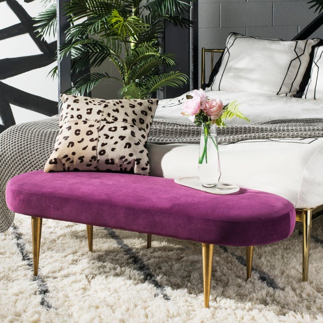 Velvet Oval Bench in Plum | Chairish