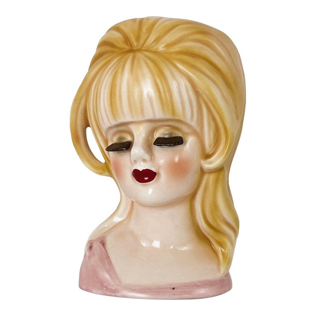 1950's Rubens Japan Porcelain Head Vase With Original Label | Chairish