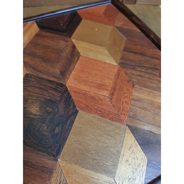 Vintage Mixed Wood Checkered Box | Chairish