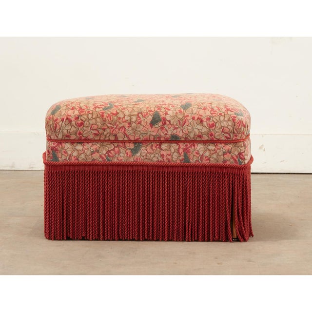 Early 20th Century Vintage Upholstered Storage Stool with Fringe | Chairish
