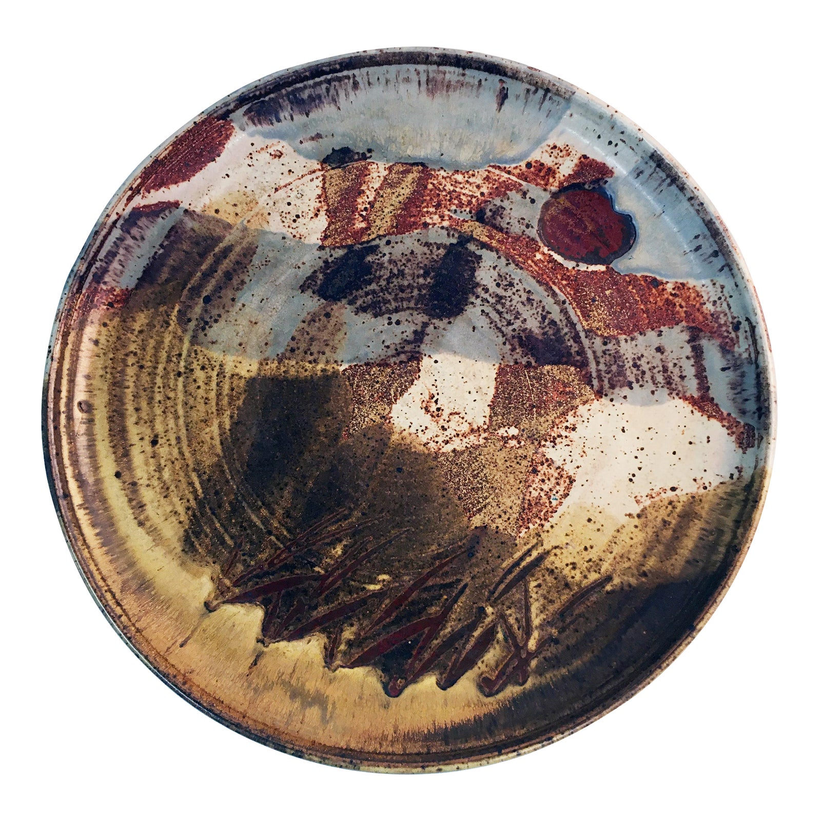Large 20" Studio Art Pottery Wall Décor Plate | Chairish
