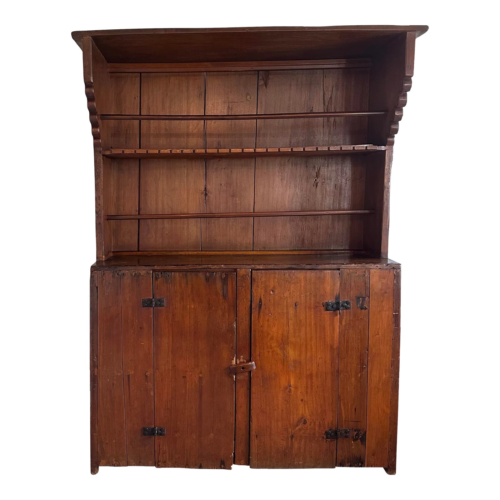 Scalloped Late 19th Century Antique Primitive Hutch | Chairish