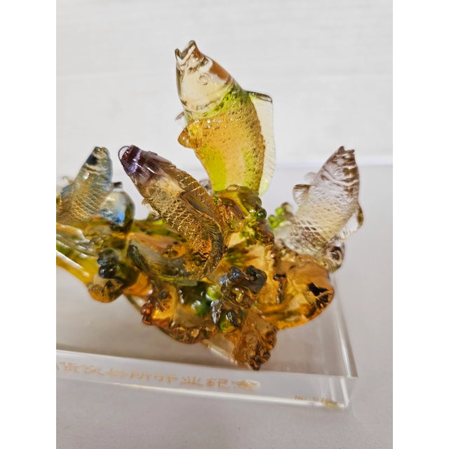Contemporary Chinese Hand Blown Art Glass Fish Statue in Commemoration ...