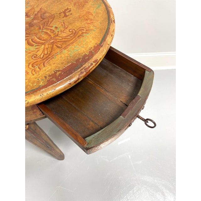 Antique 18th Century Hand Painted Round Accent Table | Chairish