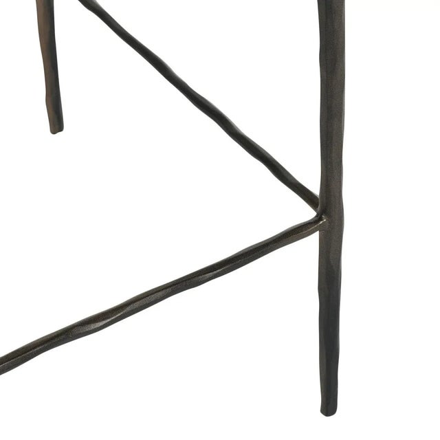 Hammered Iron Cafe Brown Leather Counter Stool | Chairish