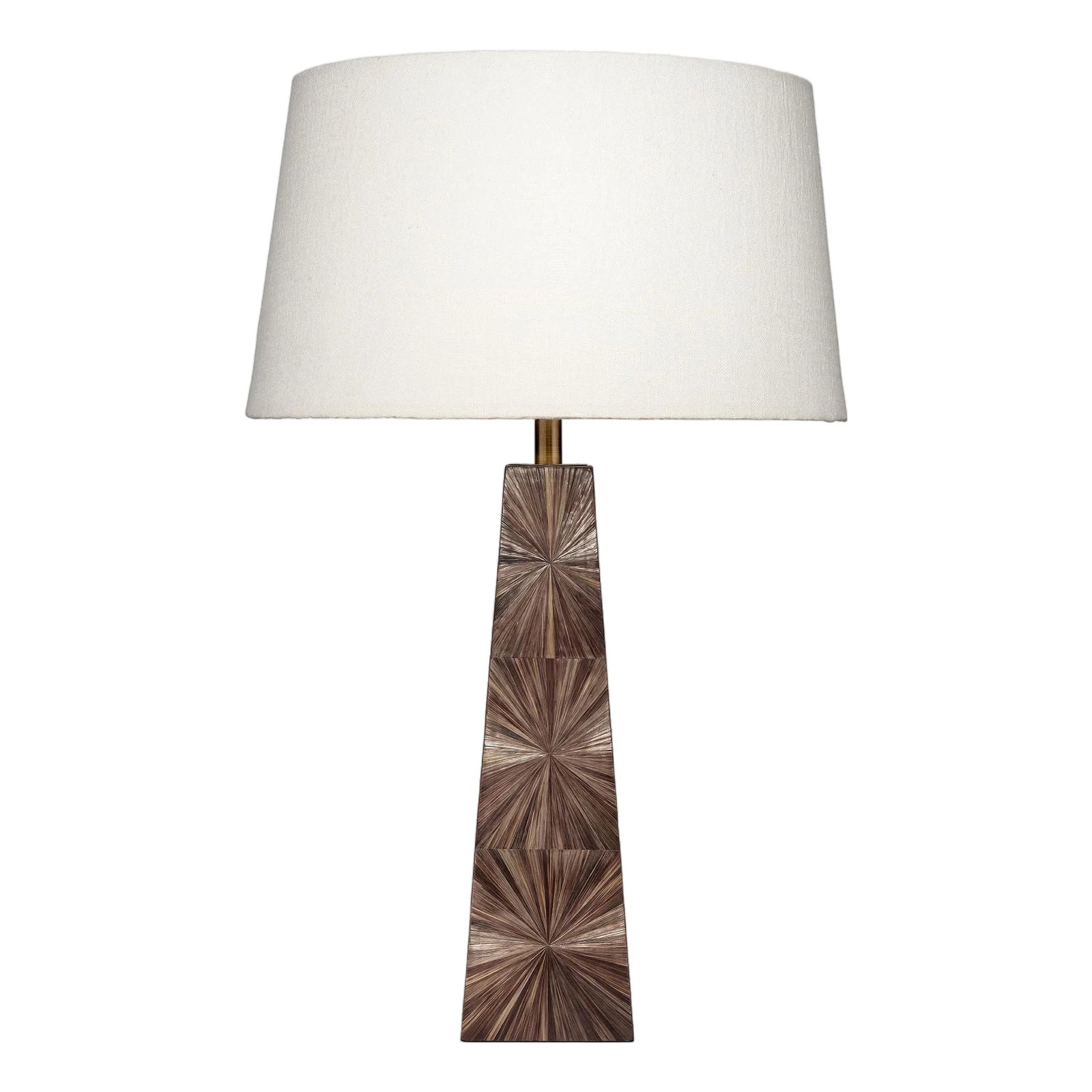 Jamie Young Palm Marquetry Table Lamp with Linen Shade | Chairish