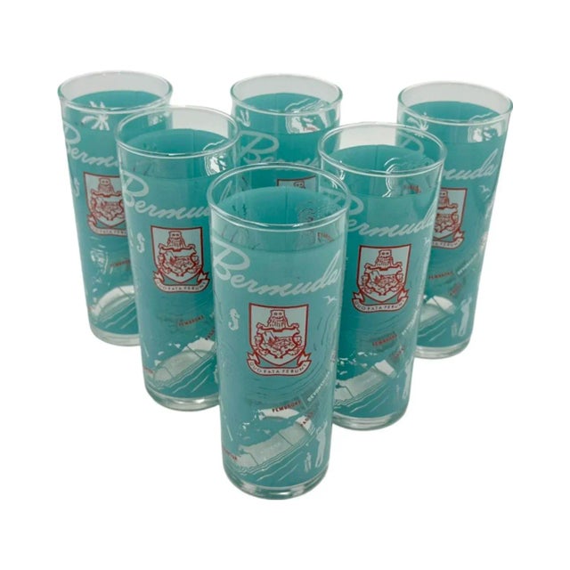 Vintage Bermuda Collins Highball Cocktail Glasses Barware- Set of 6 ...