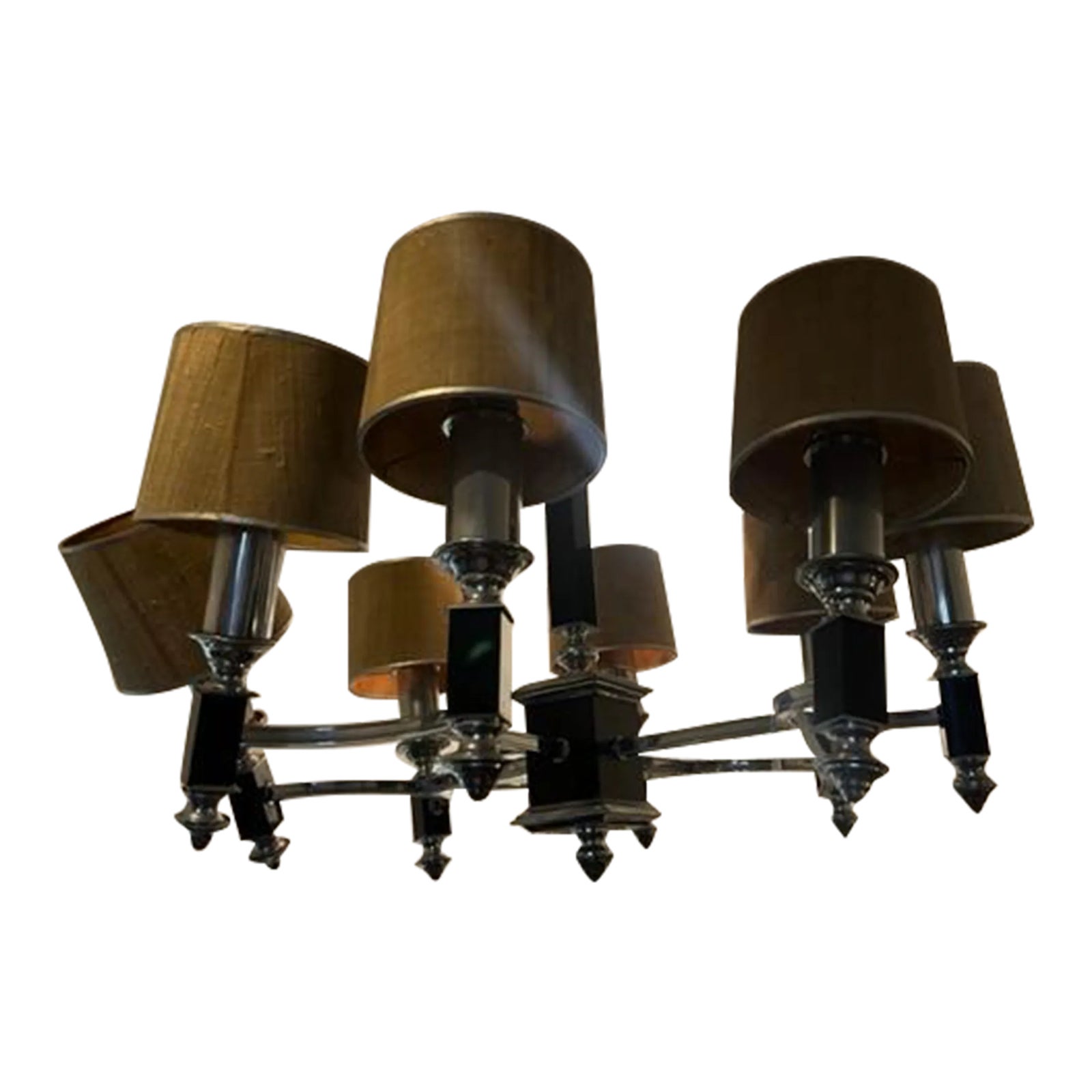 Vintage Black & Chrome Chandelier | Chairish