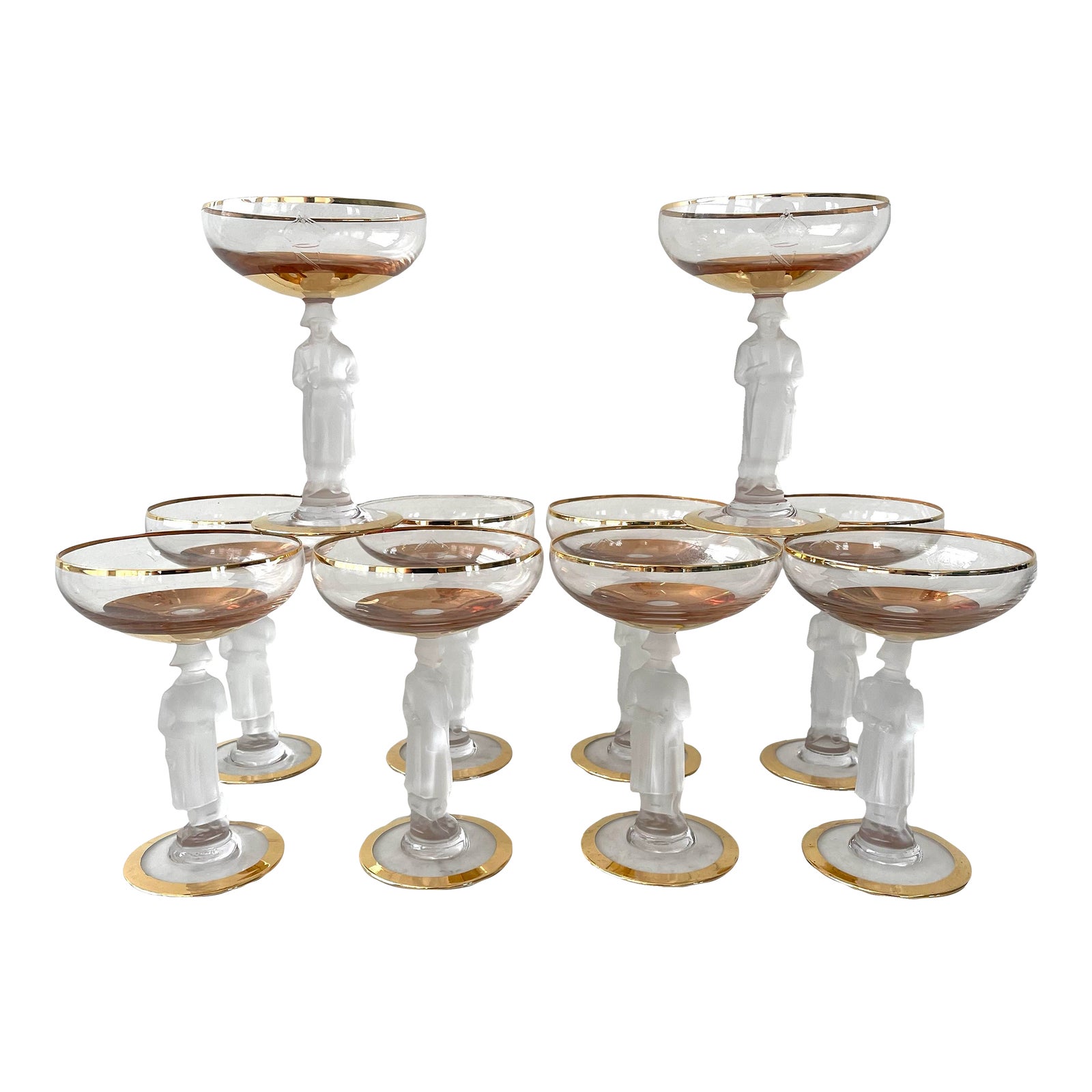 Rare 1920s French Art Deco Napoleon Crystal and 24k Gold Bayel ...