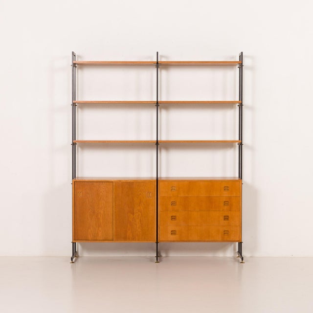 Mid-Century Scandinavian Oak Free-Standing Wall Unit, 1970s | Chairish