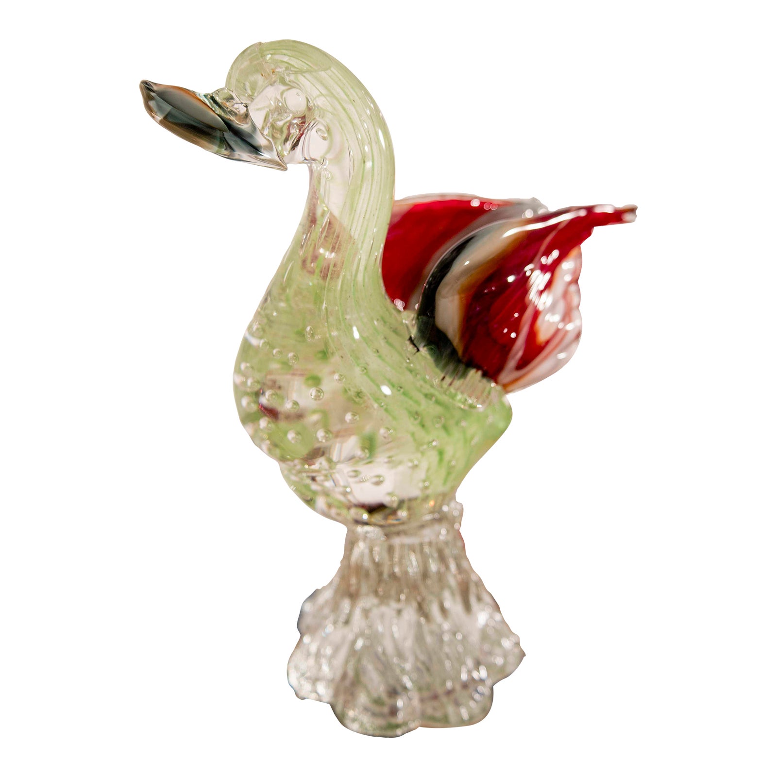 Art Glass Duck Figurine, Murano Attributed | Chairish
