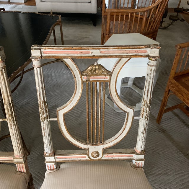 19th Century Swedish Gustavian Painted Lyre Back Dining Chairs With ...