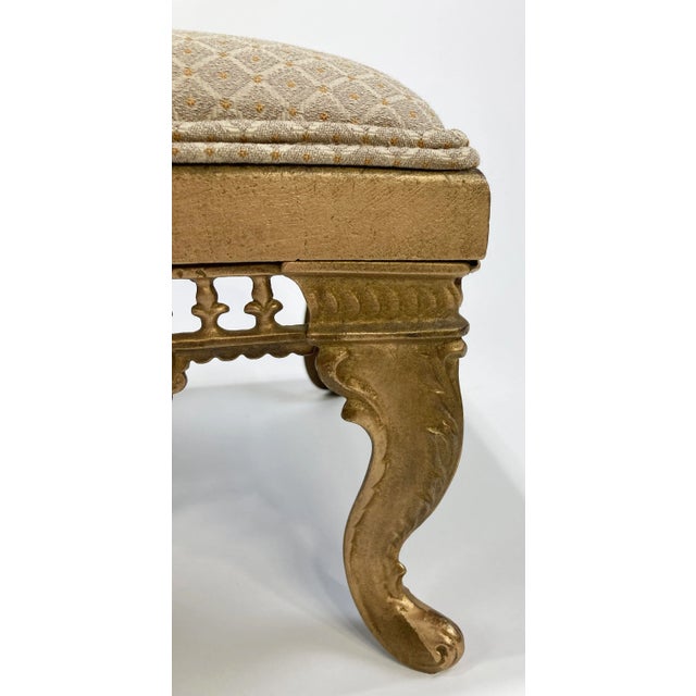 Vintage Upholstered Footstool With Cast Brass Base | Chairish