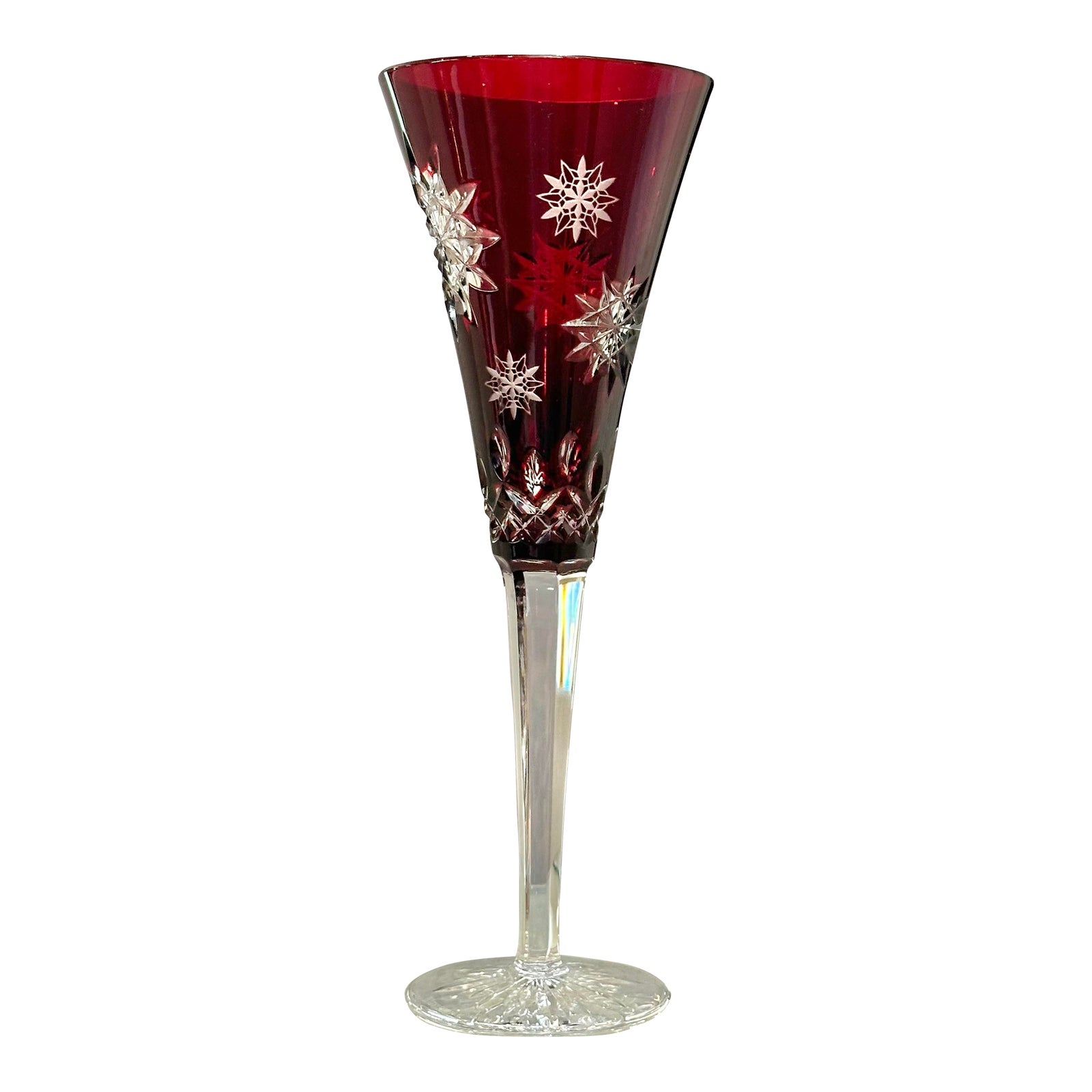 Vintage Joy Ruby Red Waterford Crystal Snowflake Champagne Flute With ...