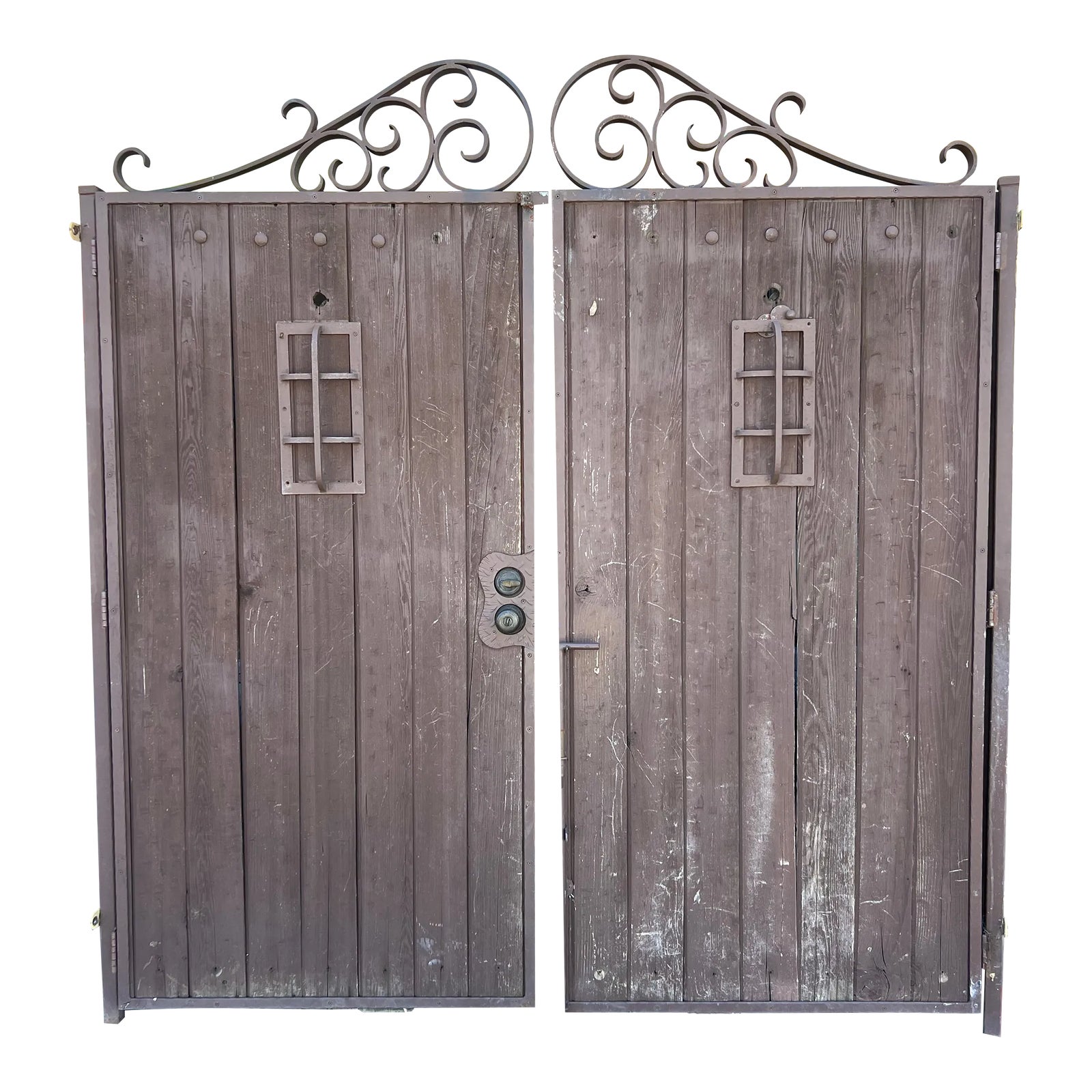 Vintage 1920s Wooden Double Entry Gates With Speakeasy and Hardware - a ...