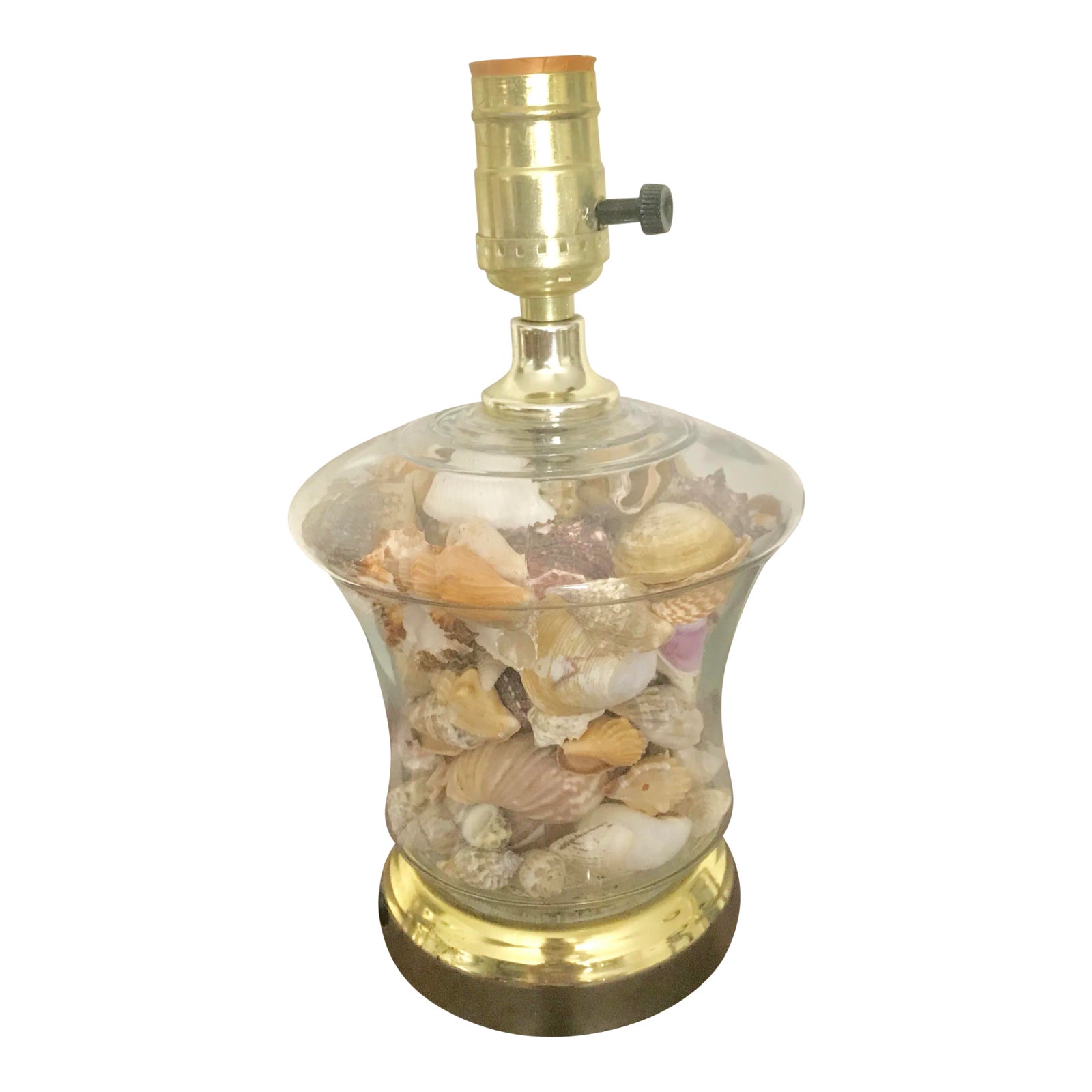 Vintage Bell Shaped Small Shell Filled Table Lamp | Chairish