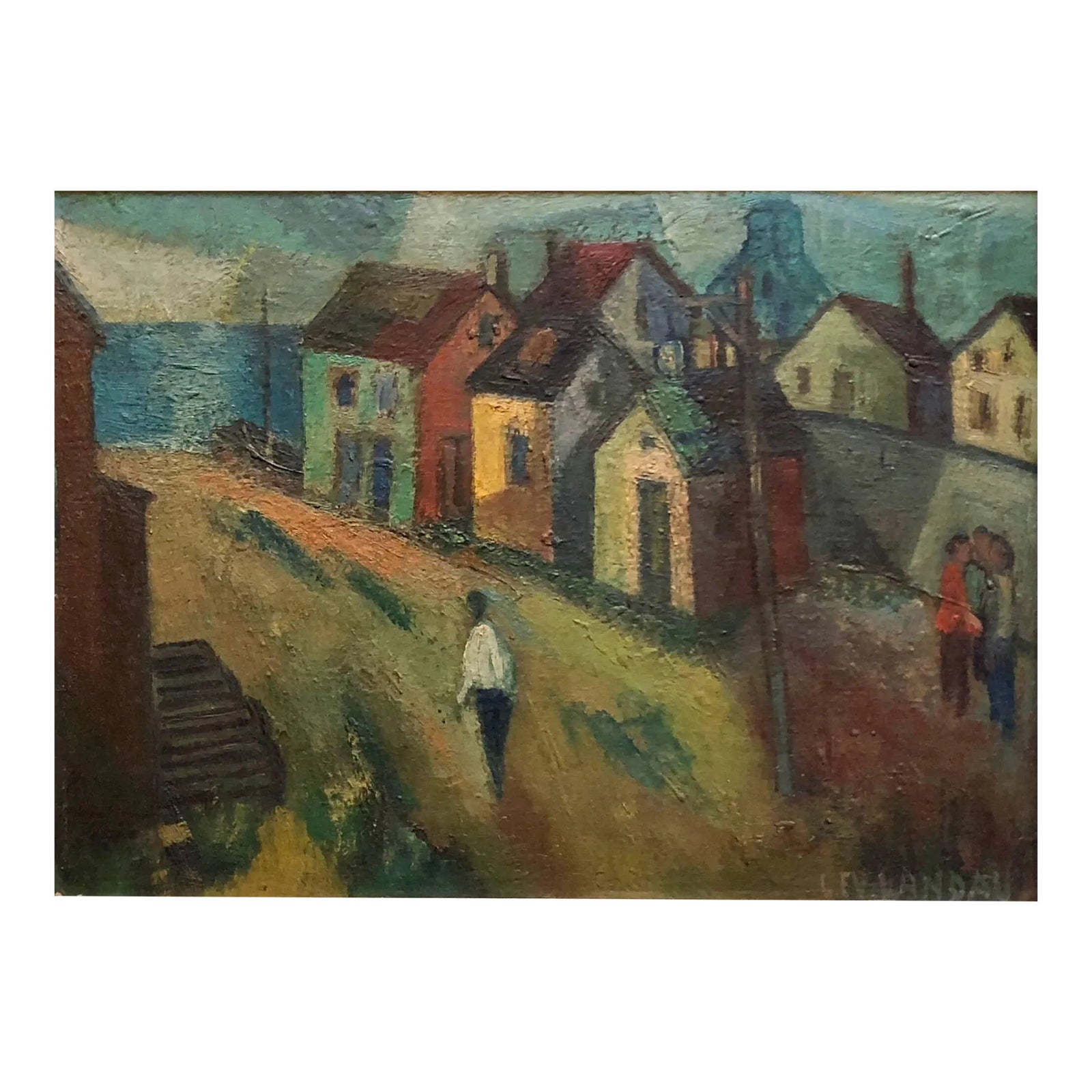 Samuel David Lev-Landau, WPA Period "Coastal Village" American ...