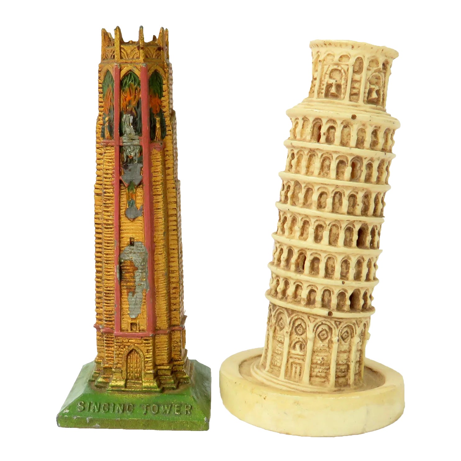 Vintage Architectural Souvenir Tower Monument Models, a Pair | Chairish