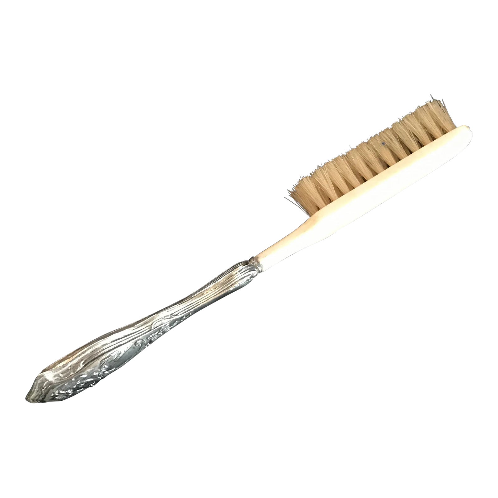 Late 19th Century Small Antique French Silver/Bone Brush | Chairish