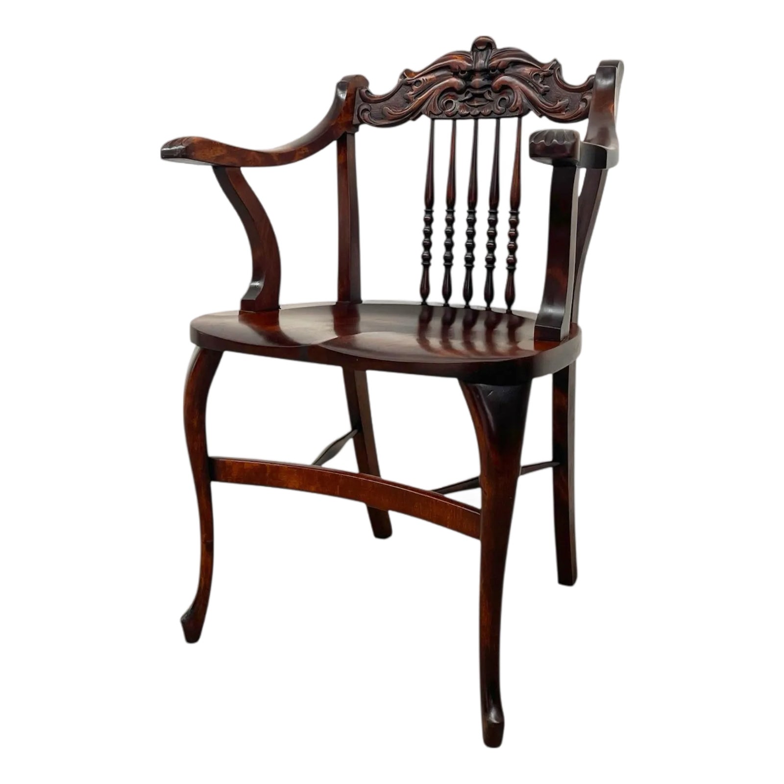 Antique Carved Oak Northwind or Green Man Arm Chair With Paw Armrests ...