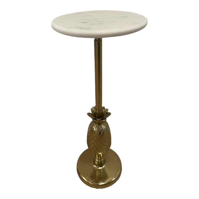 Modern White Marble Drink Table | Chairish