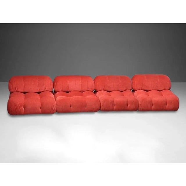 Modular Sofa in Original Red Velvet attributed to Mario Bellini for C&b ...