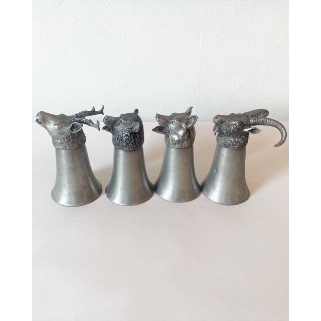 Rare Pewter Stirrup Cups -Set of 4 | Chairish