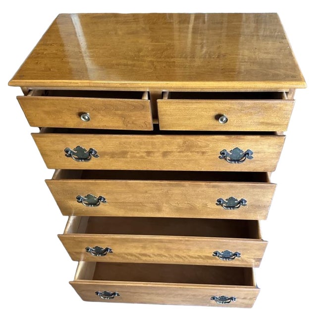 Ethan Allen Solid Maple 46" High Chest of 6 Drawers - Vintage 1960s ...