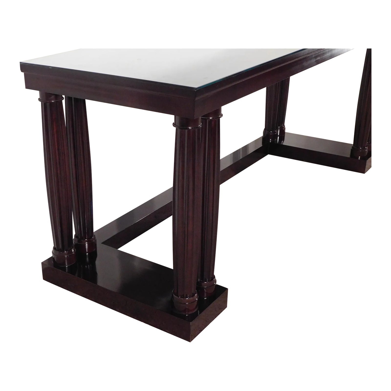 Monumental Custom Palladian Style Baker Java Finish Foyer Entrance Console Table | Chairish