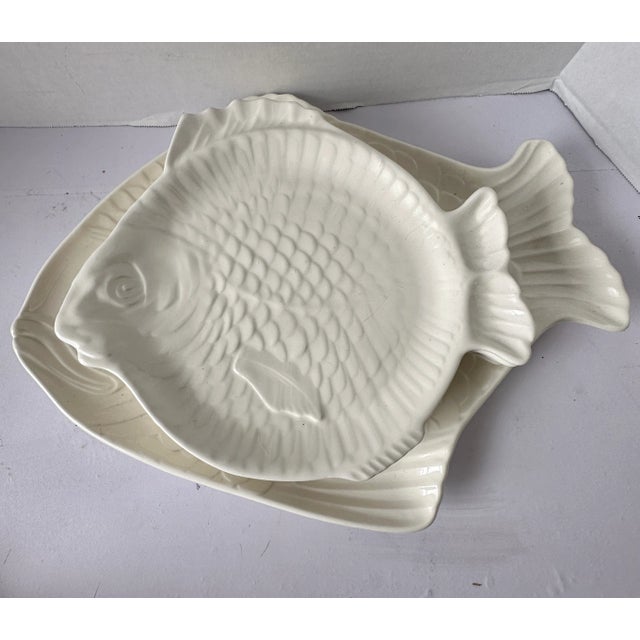 Vintage Holland Mold White Fish Plates- 9 Pieces | Chairish