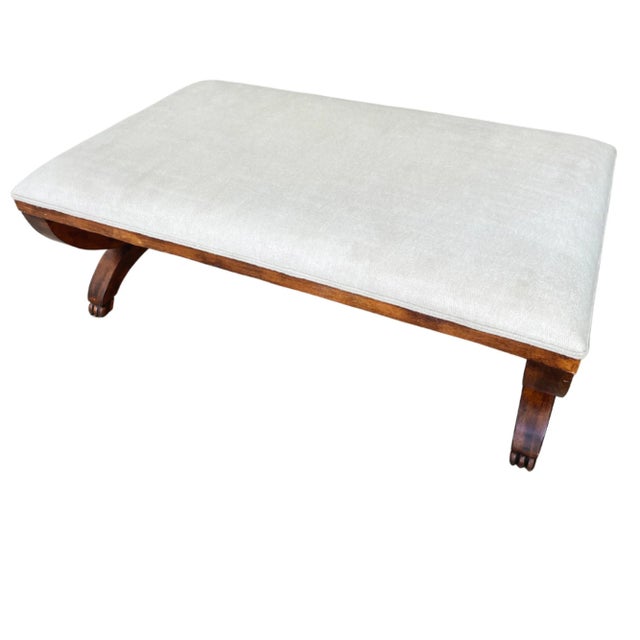 Chippendale Mahogany Upholstered Curule Bench With Paw Feet | Chairish