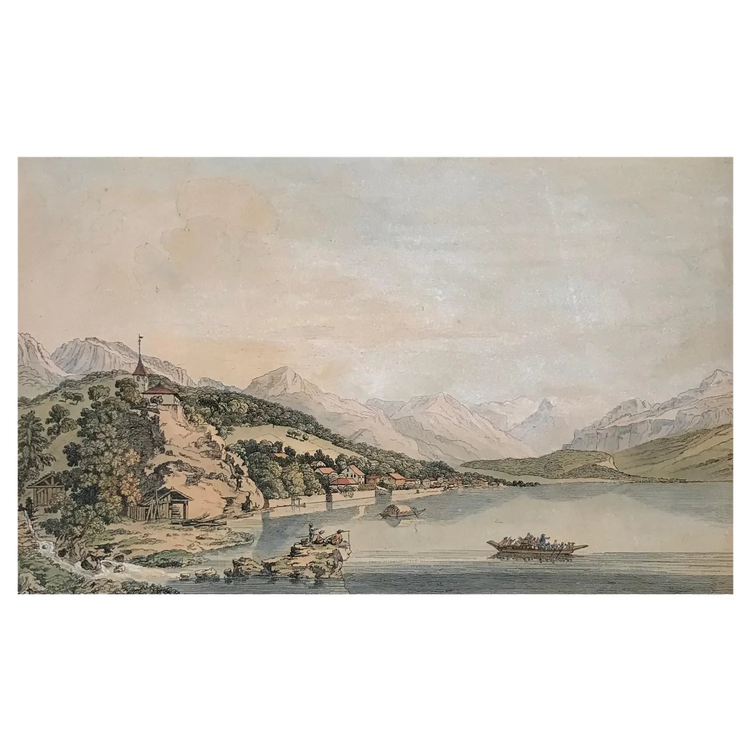 Johann Ludwig Aberli, View of the Village and Lake Brientz, Engraving ...