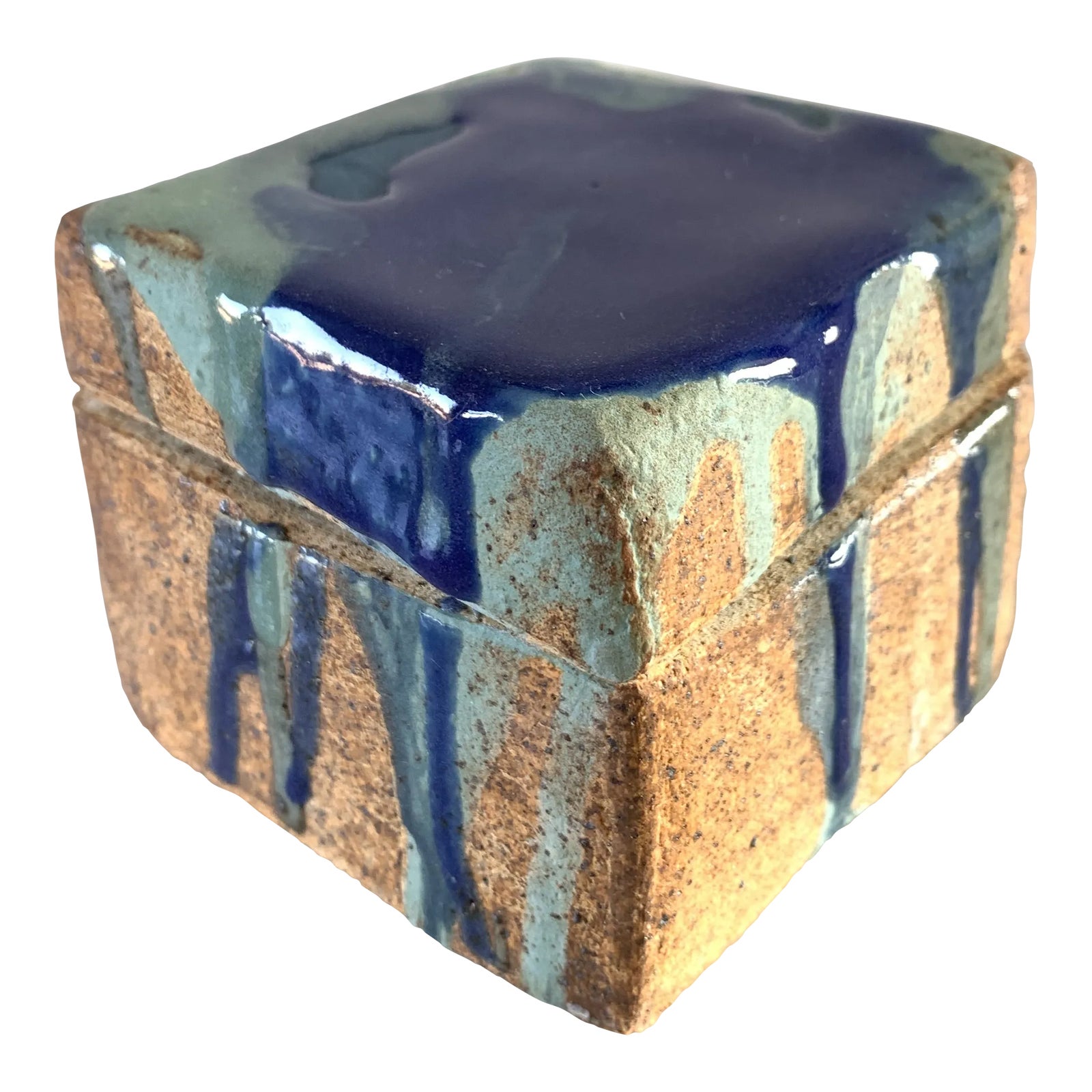 Studio Ceramic Stoneware Drip Glaze Box | Chairish