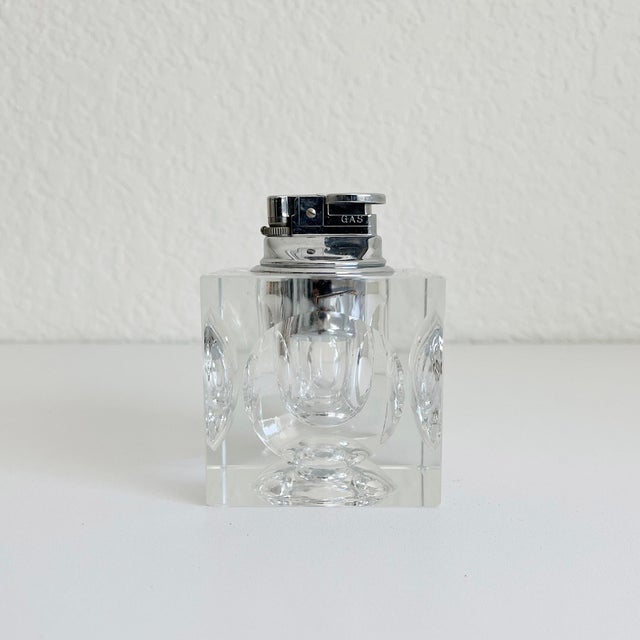 1970s Heavy Cut Glass Cube Lighter | Chairish