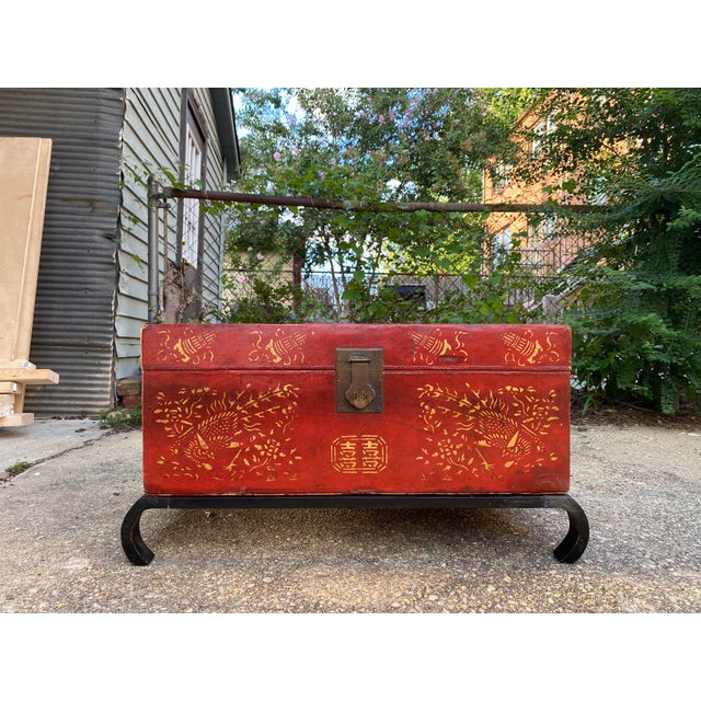 Chinese Lacquer Storage Box on Stand | Chairish