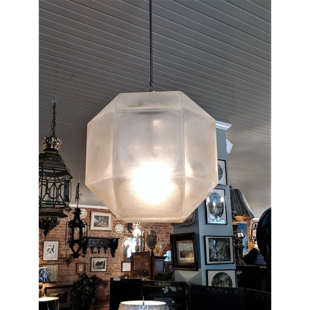 Vintage Geometric White Translucent Acrylic Pendant Lights | Chairish