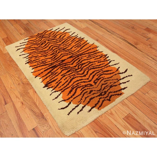 Vintage Tiger Pelt Design Swedish Rya Rug | Chairish