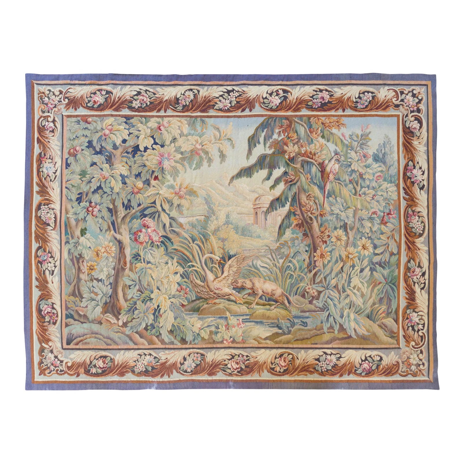 Antique 19th Century French Aubusson Landscape with Swan Tapestry ...