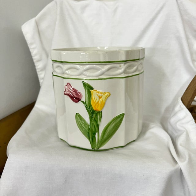 Portugal Tulip Design Cache Pot | Chairish