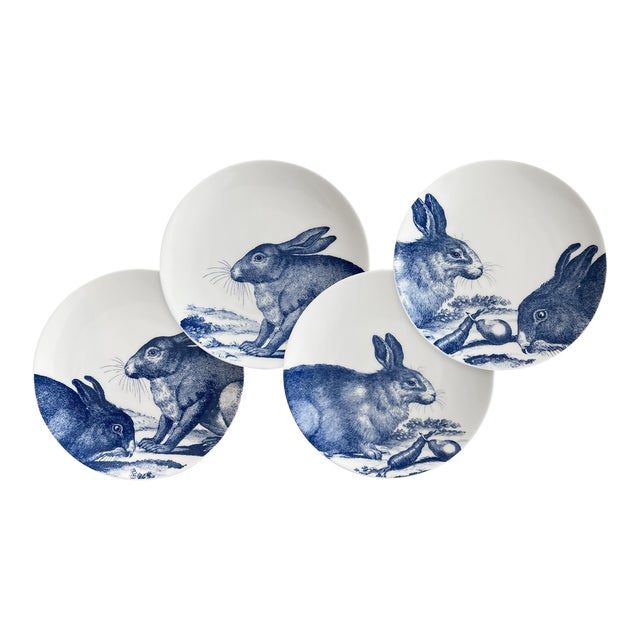 Caskata Blue Bunnies Canapes B & B Plate, Set of 4 | Chairish