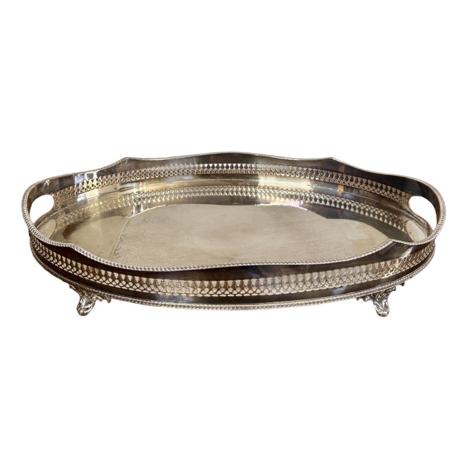 Antique Edwardian Silver-Plated Tray, 1900s | Chairish