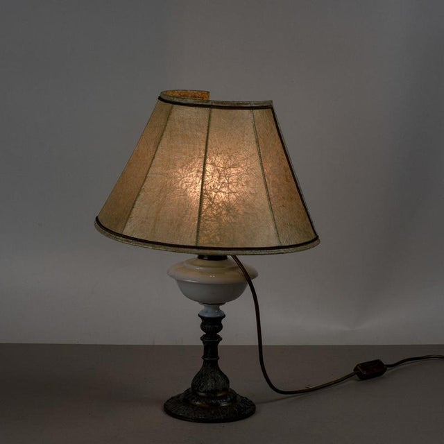 Vintage Table Lamp with Parchment Hood | Chairish
