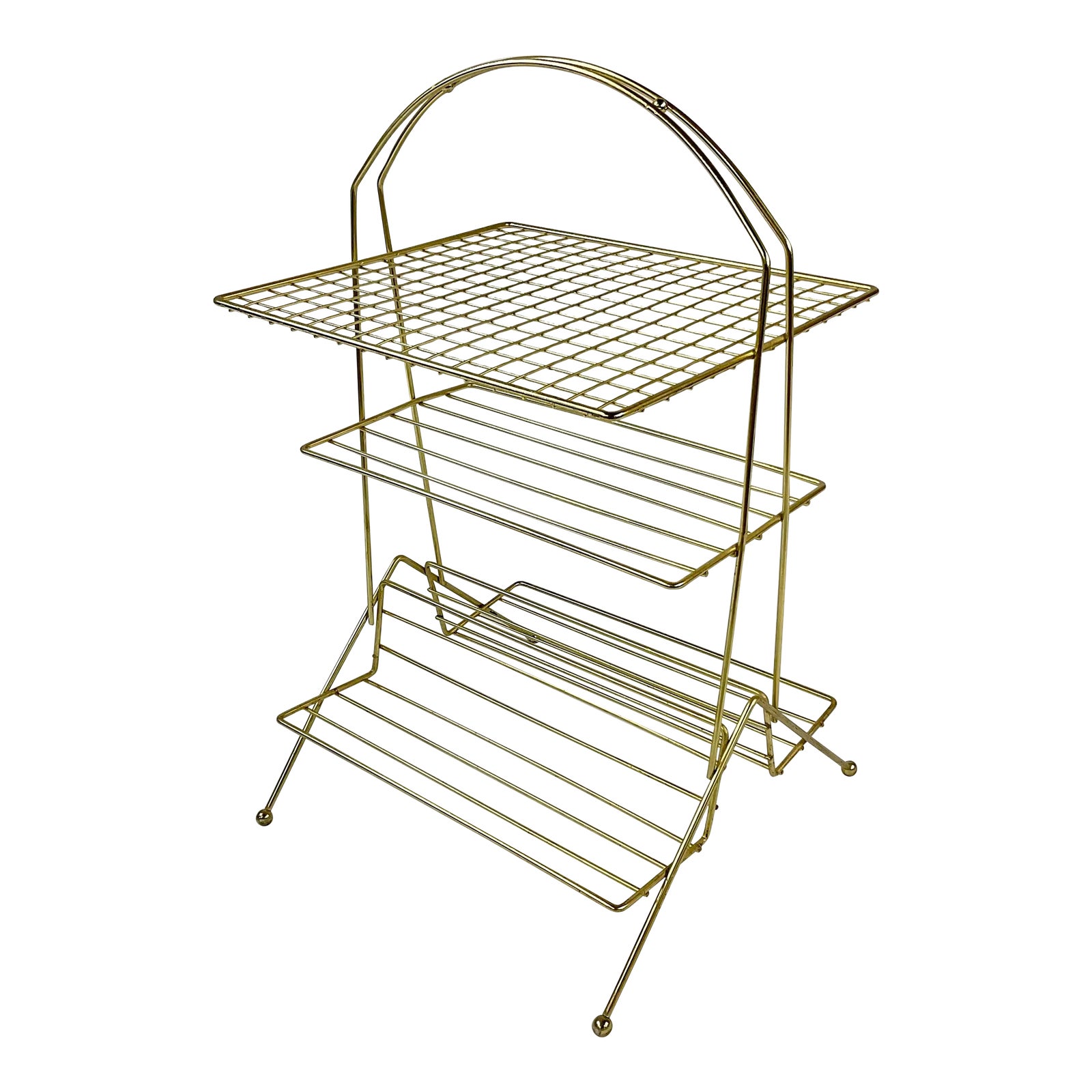 Mid-Century Atomic Metal Reading Materials Side Table Stand With Book ...