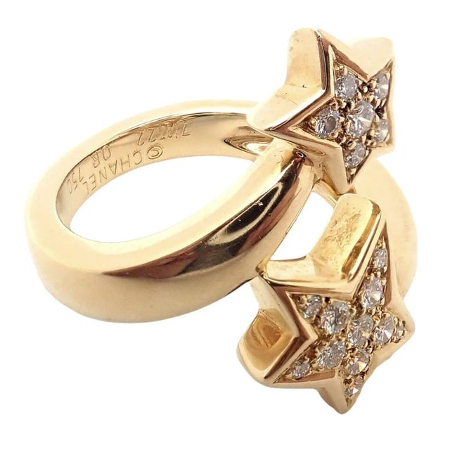 Chanel Comete 18k Yellow Gold Star Diamond Cocktail Ring, size 5.75 ...