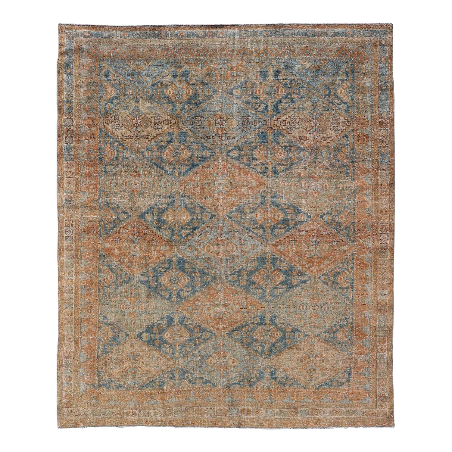 Antique Persian Kurdish Rug With All-Over Geometric Medallion in Orange ...