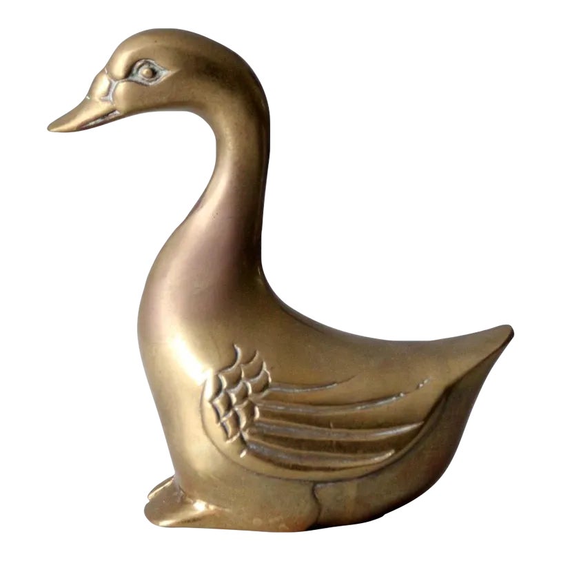 Mid-Century Brass Goose Figurine | Chairish