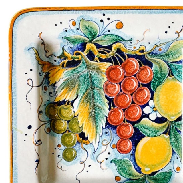 Late 20th Century Italian Deruta Gialletti Giulio Square Plate | Chairish