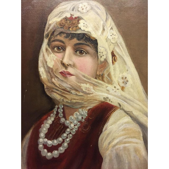 Vintage Italian Portrait Oil on Canvas Painting | Chairish