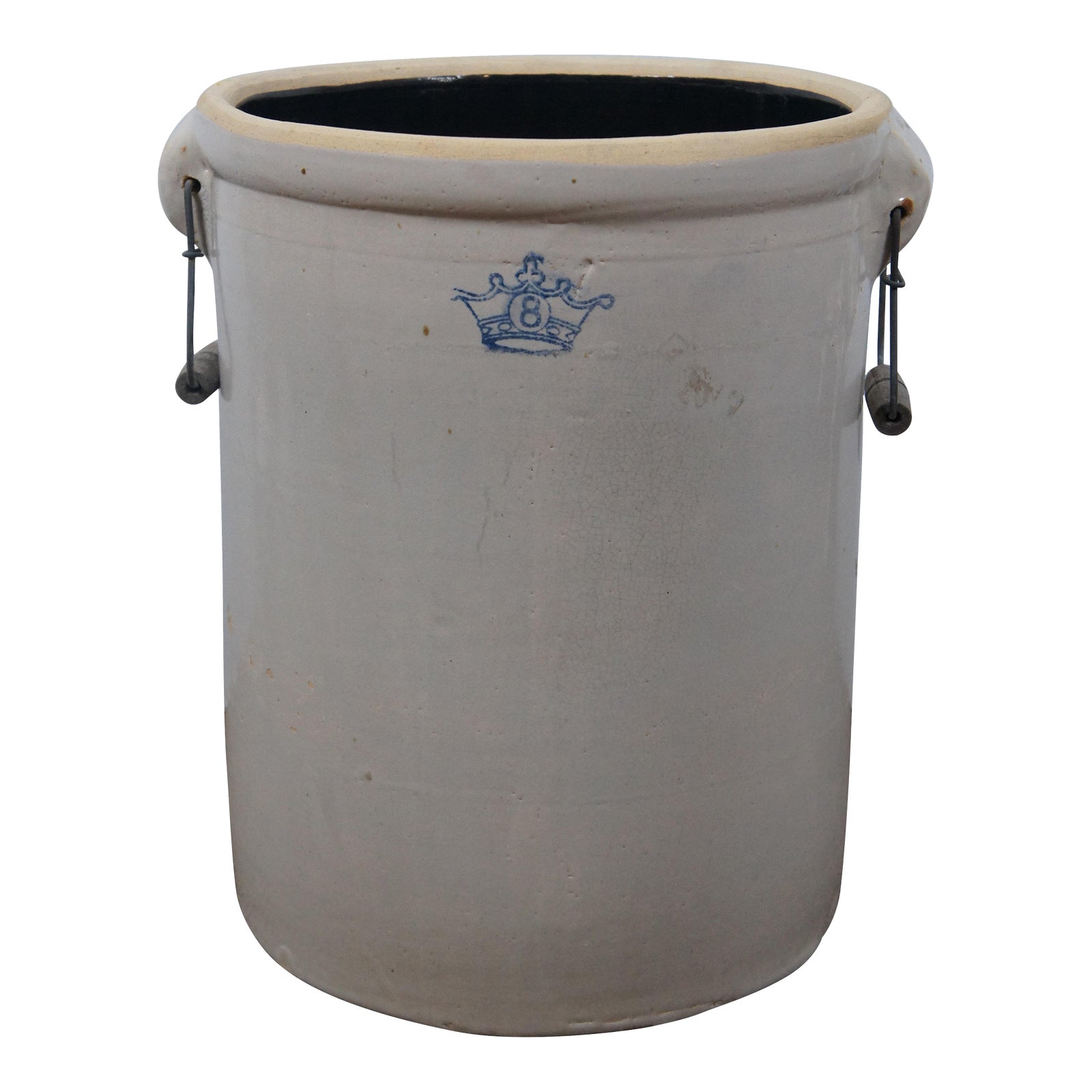 Antique Robinson Ransbottom Stoneware Blue Crown Pottery 8 Gallon Crock ...